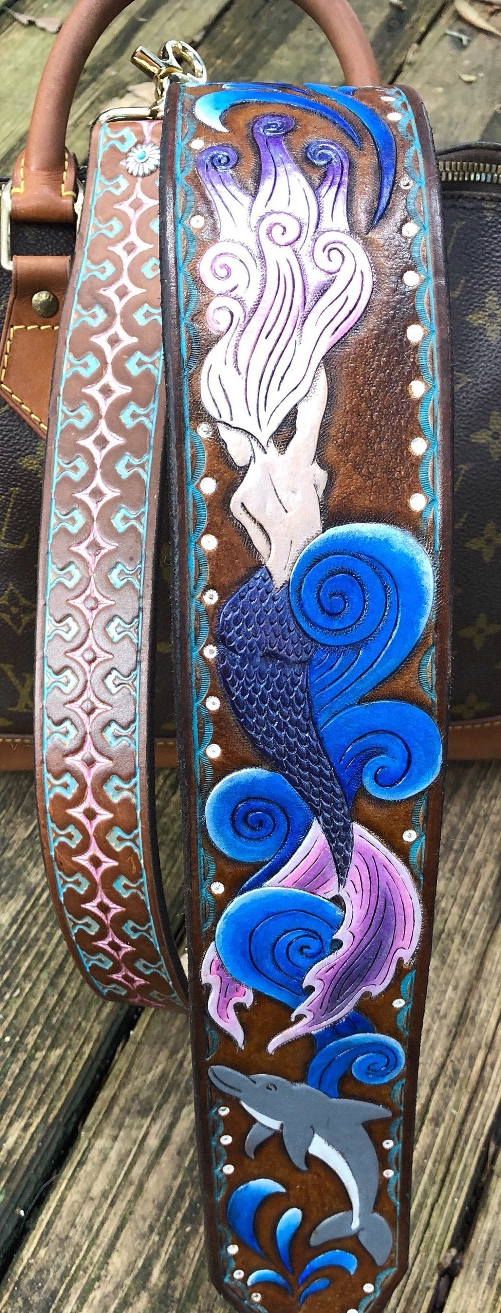 Mermaid and Dolphin crossbody handbag strap – 9 Oaks Handmade